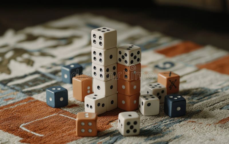 Stacked Dice Game on Patterned Surface Stock Illustration ...