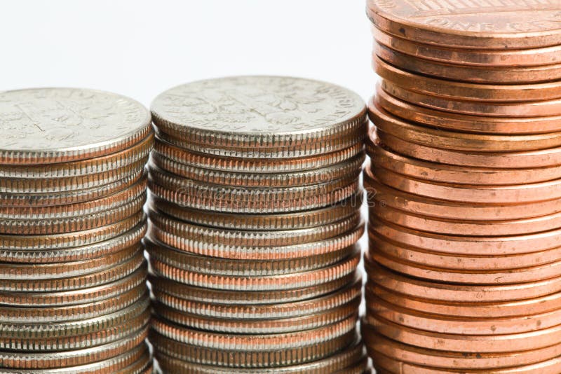 Stacked Dimes and Pennies stock photo. Image of money - 17879056