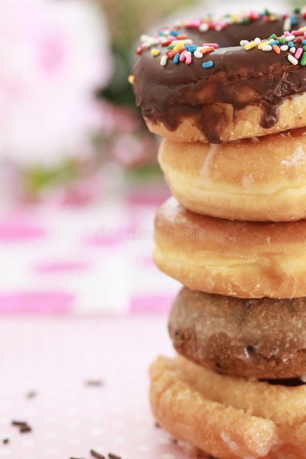 Stacked donuts stock photo. Image of cook, copy, kitchen - 162629136