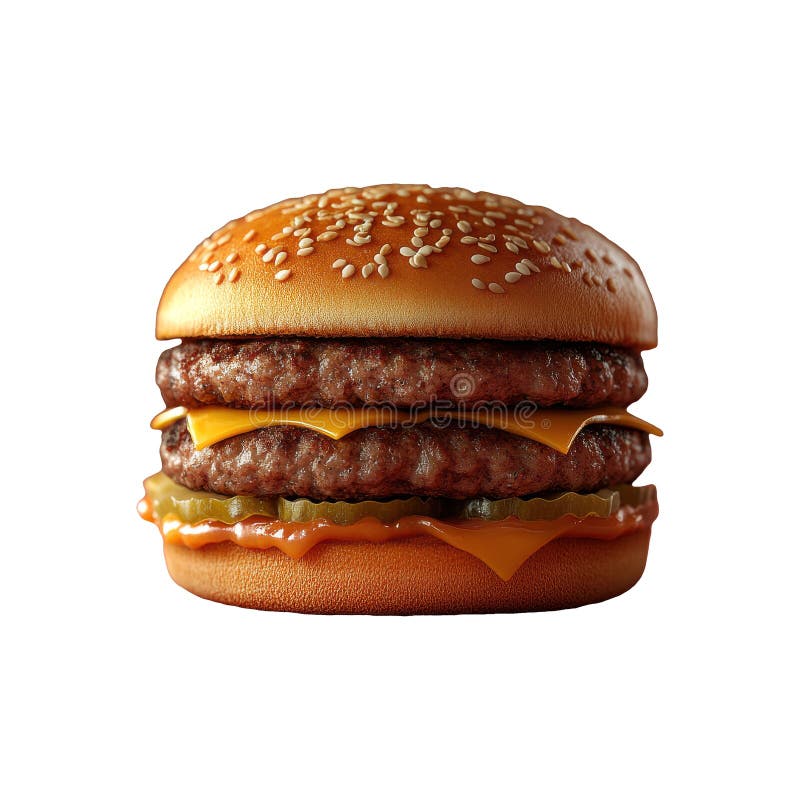 Stacked Double Burger with Transparent Background. Stock Photo ...