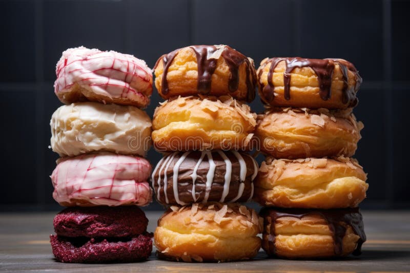 Stacked Doughnuts in Diverse Sizes in a Line Stock Photo - Image of ...