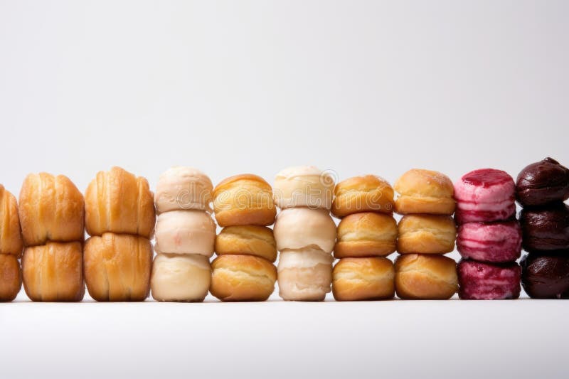 Stacked Doughnuts in Diverse Sizes in a Line Stock Illustration ...