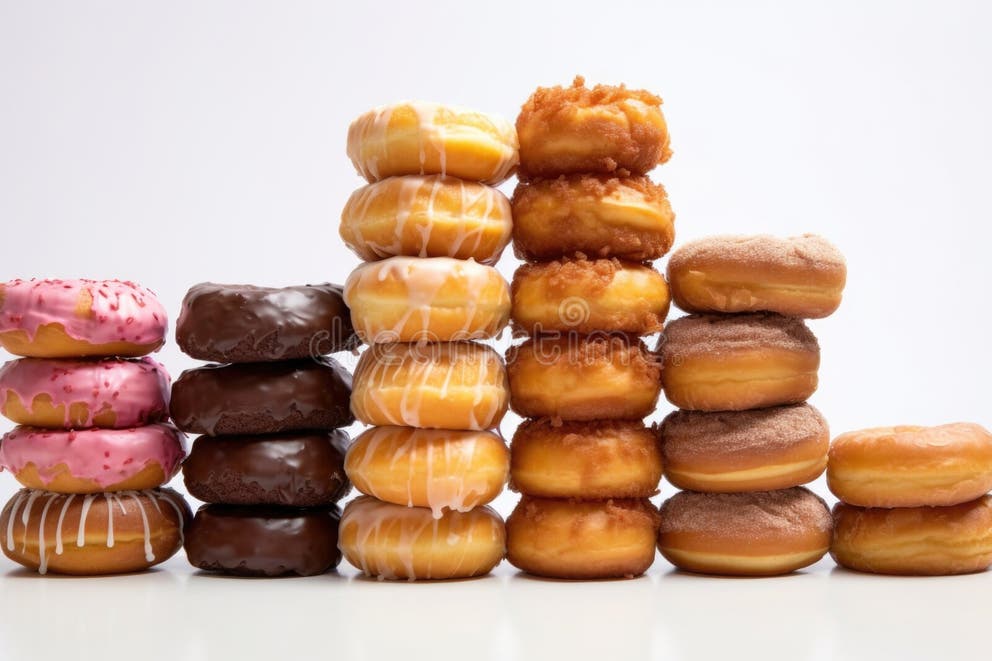 Stacked Doughnuts in Diverse Sizes in a Line Stock Illustration ...