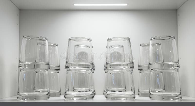 Neatly Stacked Glasses stock illustration. Illustration of white ...