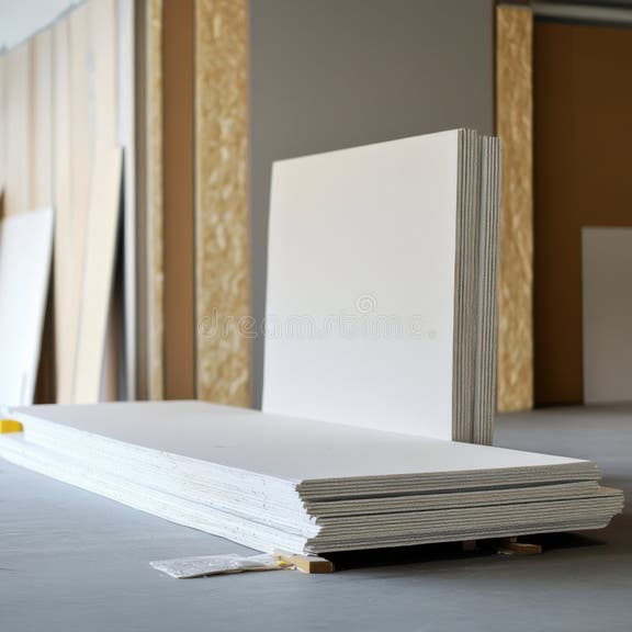 Stacked Drywall Sheets Ready for Installation in a Construction Site ...