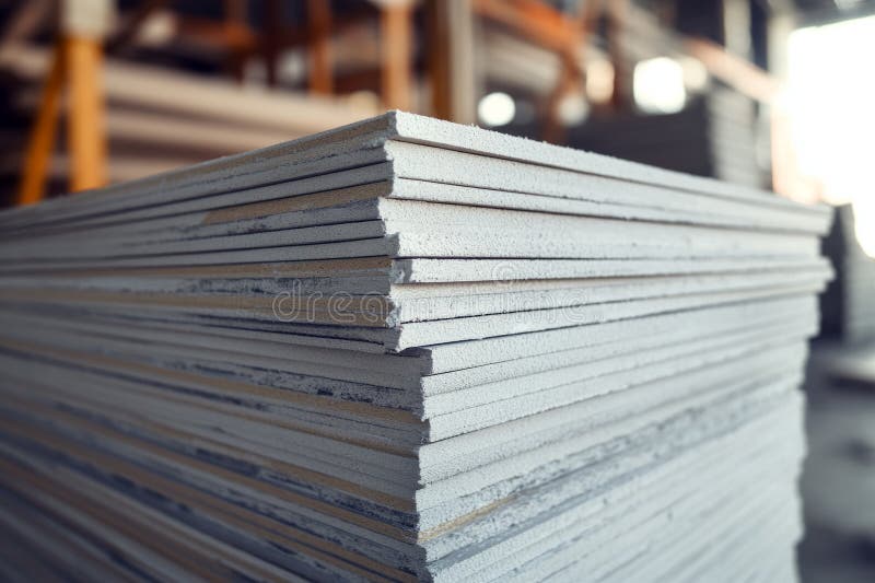 Stacked Drywall Sheets Sit in a Warehouse, Ready for Construction or ...