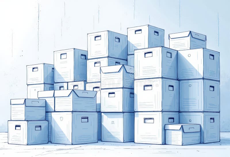 Stacked E-waste Boxes in a Storage Area, Organized for Recycling Stock ...