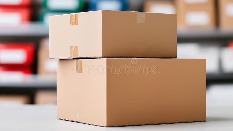 Stacked Empty Cardboard Boxes in a Storage Facility Stock Illustration ...