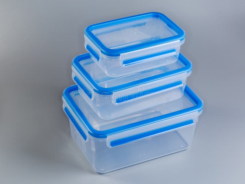Stacked Empty Transparent Plastic Food Storage Containers Different ...