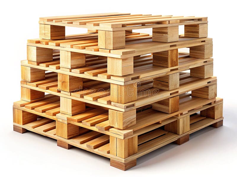 Stacked Euro Pallets Versatile Wooden Shipping Pallets on Transparent ...