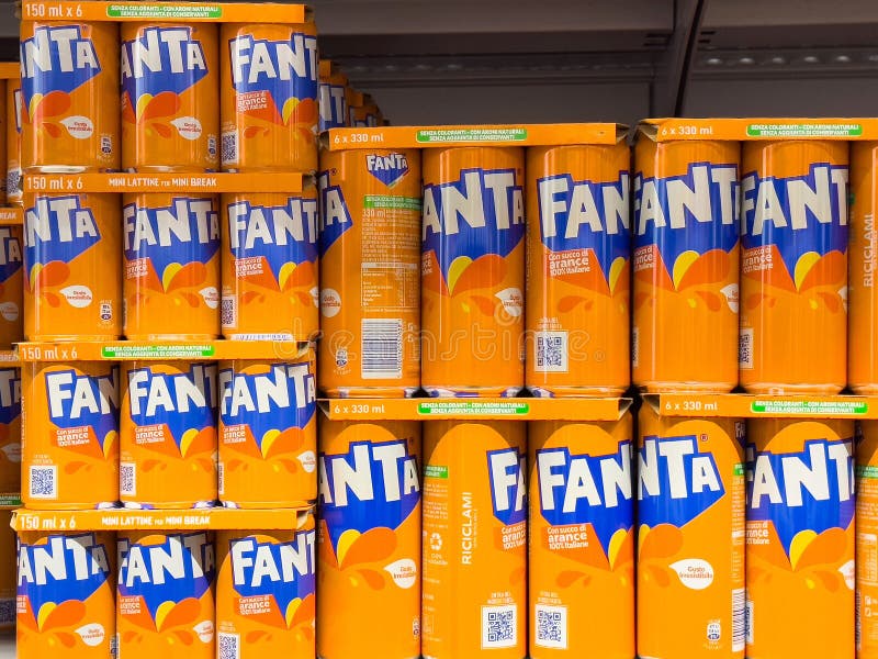 Stacked Fanta Orange Cans in Store Display Editorial Photo - Image of ...