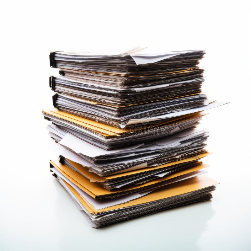 Stacked File Folders Isolated on White Stock Illustration ...