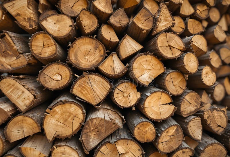 Stacked Firewood Closeup, Natural Wood Pile Pattern, Rustic Log End ...