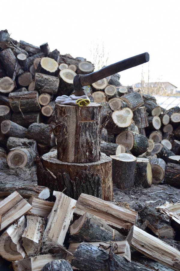 Stacked Firewood, Prepared for Home Heating, Winter Preparation ...