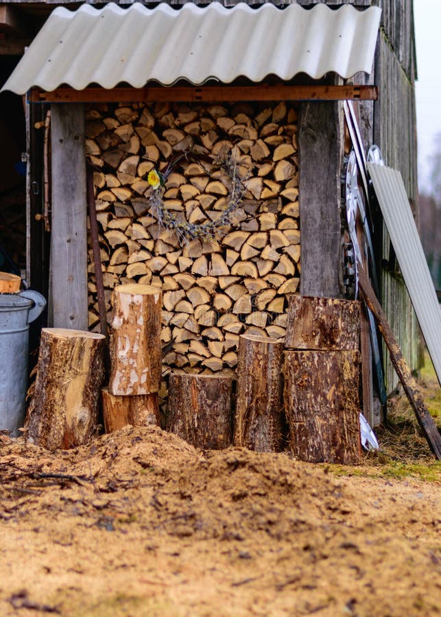 Stacked Firewood, Prepared for Home Heating, Winter Preparation ...