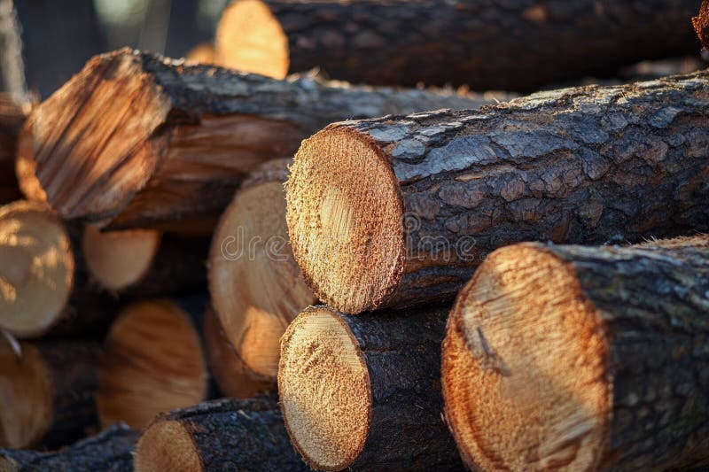 Stacked Firewood Textures in Warm Lighting. AI Image Stock Illustration ...