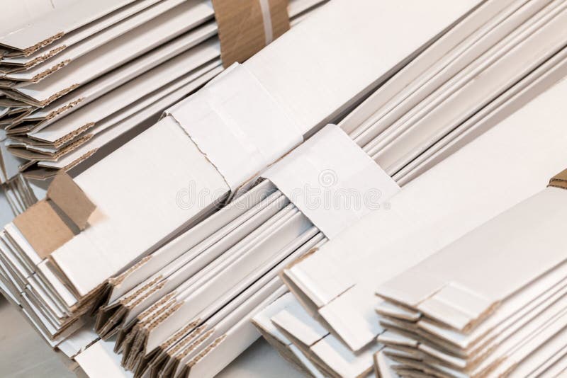 Stacked Folded White Cardboard Boxes Stock Image - Image of packaging ...