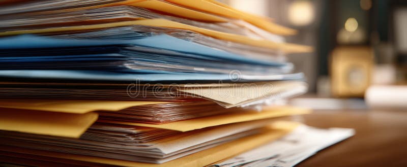 The Stacked Folders Representing Organized Paperwork in a Modern Office ...