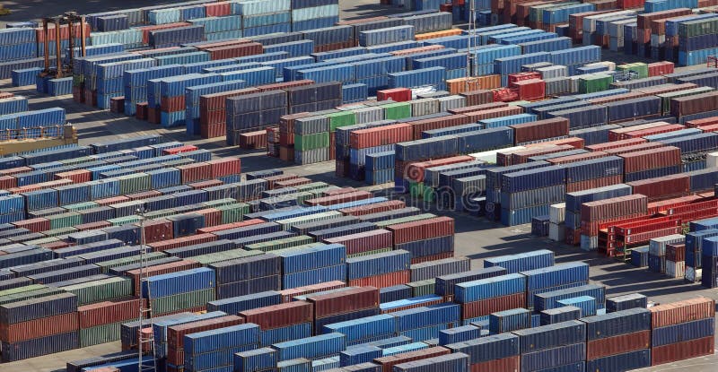 Stacked freight containers stock image. Image of steel - 16993381
