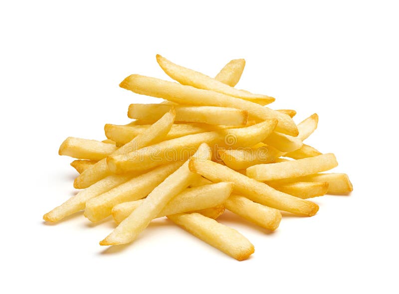 Stacked French Fries Isolated Stock Photo - Image of white, fries ...