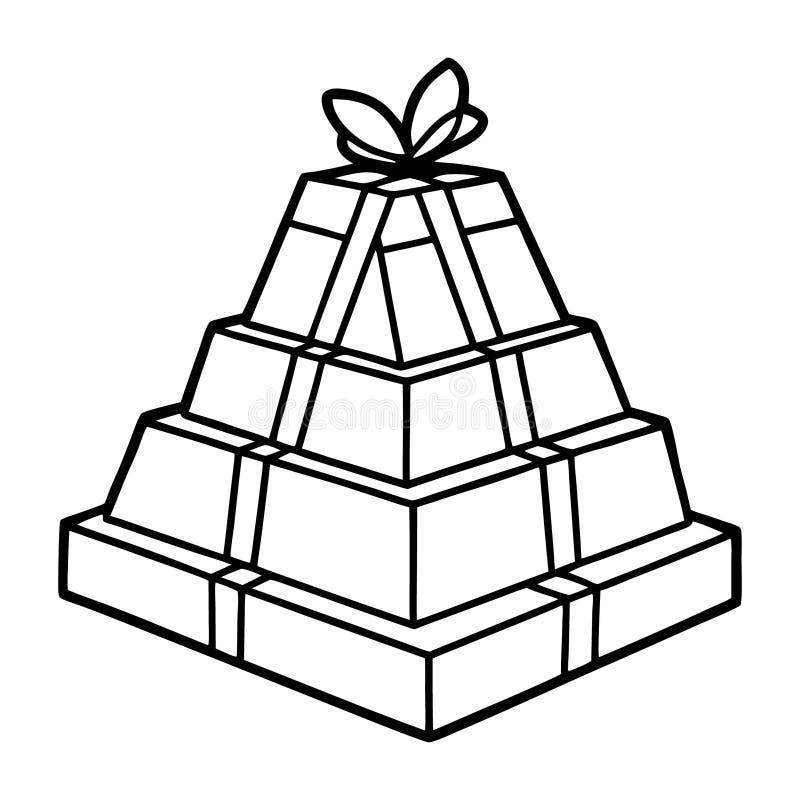 Stacked Gift Boxes with Ribbon and Bow Outline Stock Illustration ...