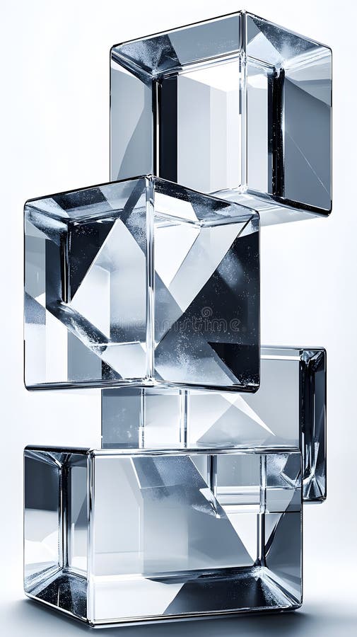 Stacked Glass Blocks with Reflections and Shine Stock Image - Image of ...