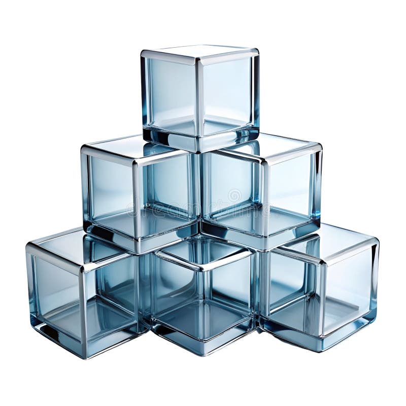 Stacked Glass Cubes Light Blue Silver Frame Transparent Stock ...