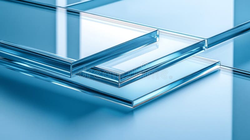 Stacked Glass Panels Showing Reflective Blue Hues Stock Illustration ...