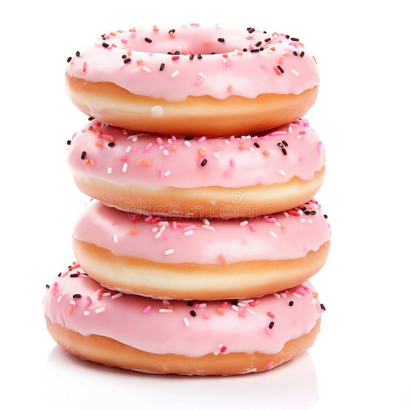 Stacked Glazed Donuts in Assorted Flavors Isolated on White. Generative ...