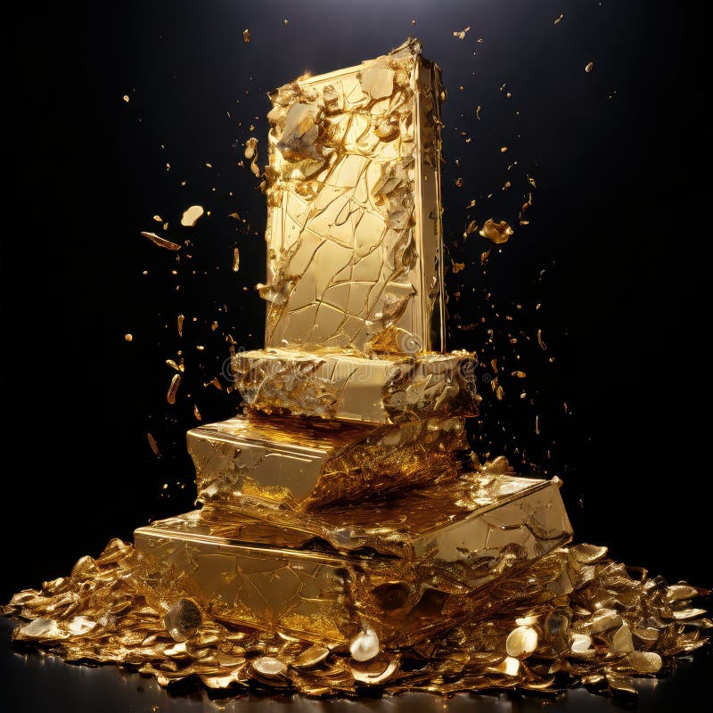 Gold Bars Shattering into Coins with Dramatic Explosion Stock Photo ...
