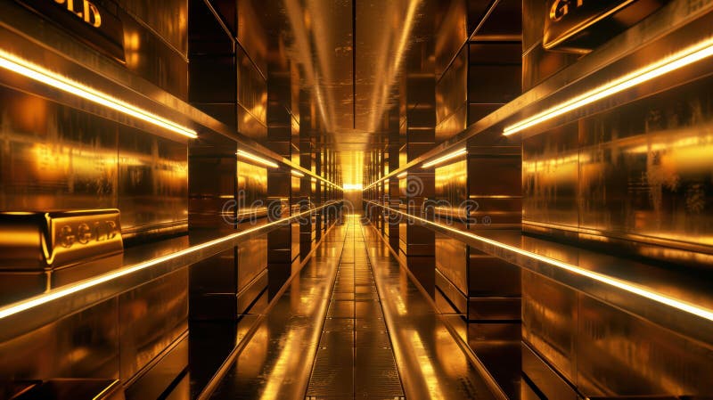 Stacked Gold Bars in High-Security Vault Stock Illustration ...