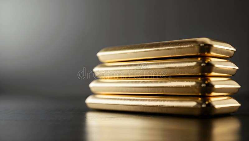 Stacked Gold Bars on Reflective Surface in Dim Light Stock Illustration ...