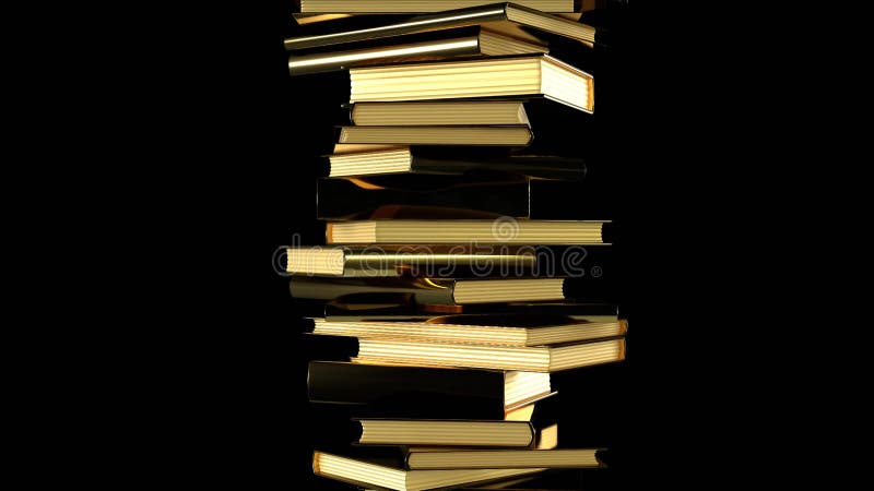 Stacked Gold Books Isolated on Black Background. Stock Video - Video of ...