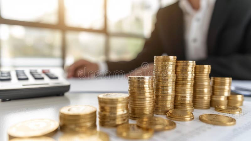 The Stack of Gold Coins. AI Generated Stock Photo - Image of success ...