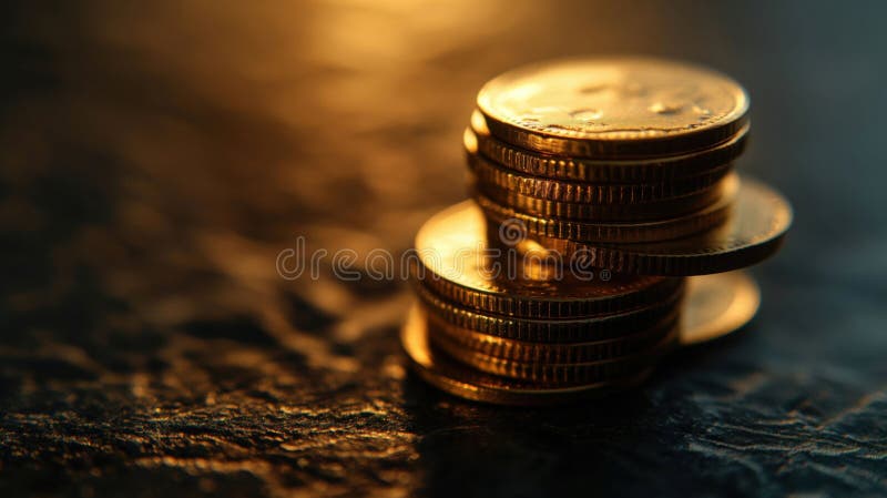 Stacked Gold Coins on Surface Stock Image - Image of generated, rich ...