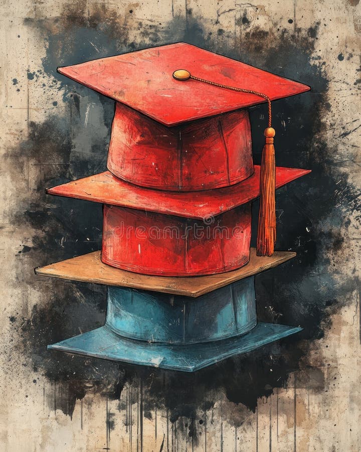 Stacked Graduation Caps - Educational Achievement Stock Illustration ...