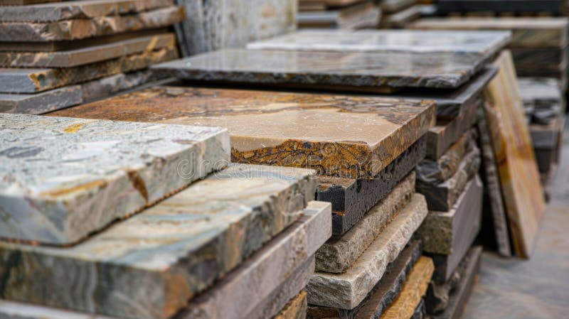 Stacked Granite Slabs at a Stone Warehouse Stock Image - Image of ...