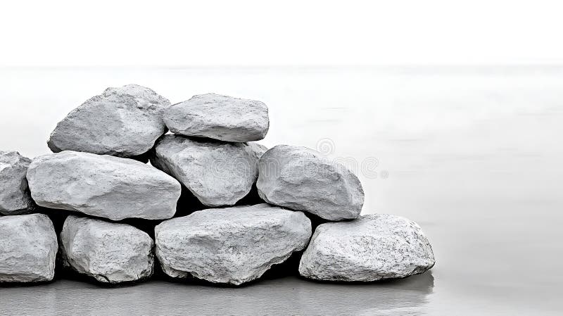 Stacked Gray Rocks by the Shore Stock Illustration - Illustration of ...