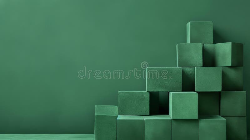 Stacked Green Cubes with Minimalistic Arrangement Stock Illustration ...