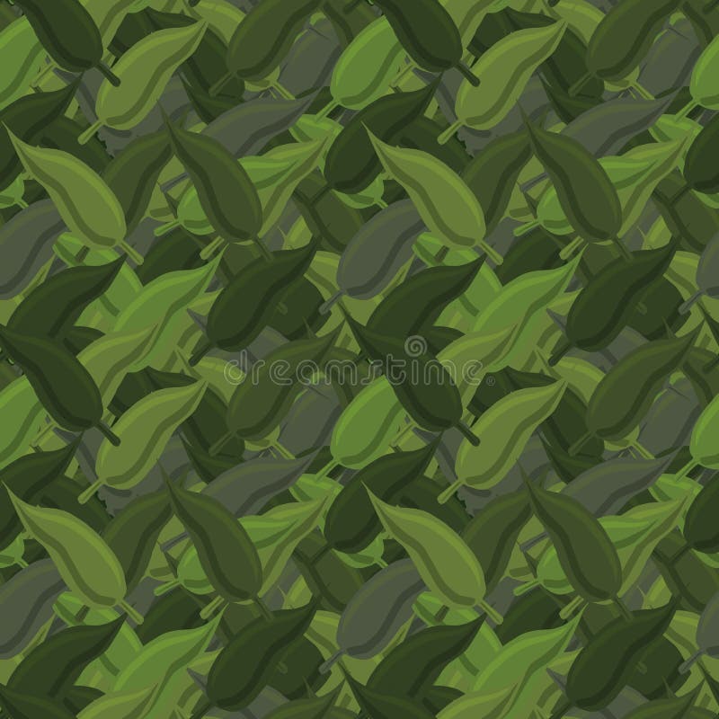 Stacked Green Leaves Seamless Pattern Stock Illustration - Illustration ...