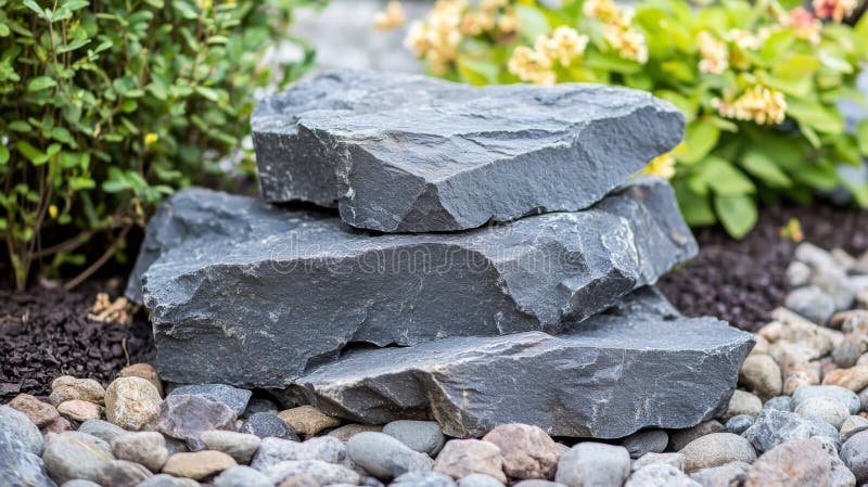Stacked Grey Rocks Garden Landscape Design Stock Illustration ...