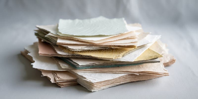 Stacked Handmade Paper Sheets on Gray Surface for Crafts or Art Stock ...