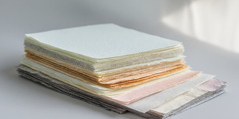 Stacked Handmade Paper Sheets on Gray Surface for Crafts or Art. Stock ...