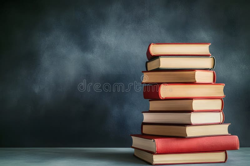 Stacked Hardcover Books Against a Moody Dark Backdrop Representing ...