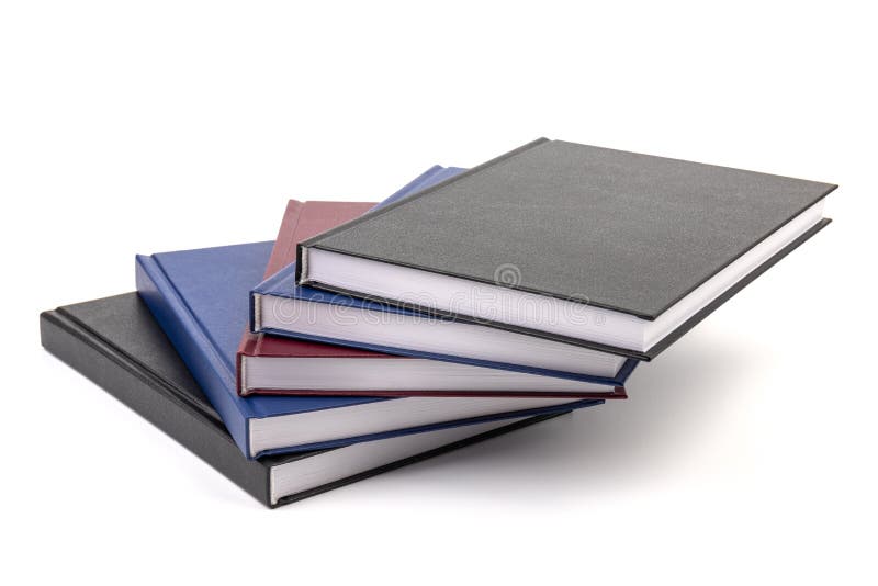 Stacked Hardcover Notebooks on White Background. Education Business ...