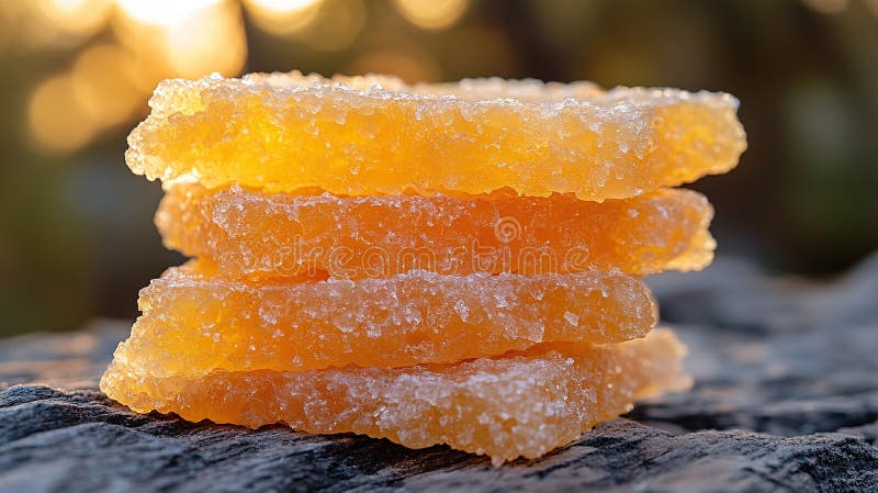 Stacked Honey-flavored Crisps Outdoors at Sunset Stock Illustration ...