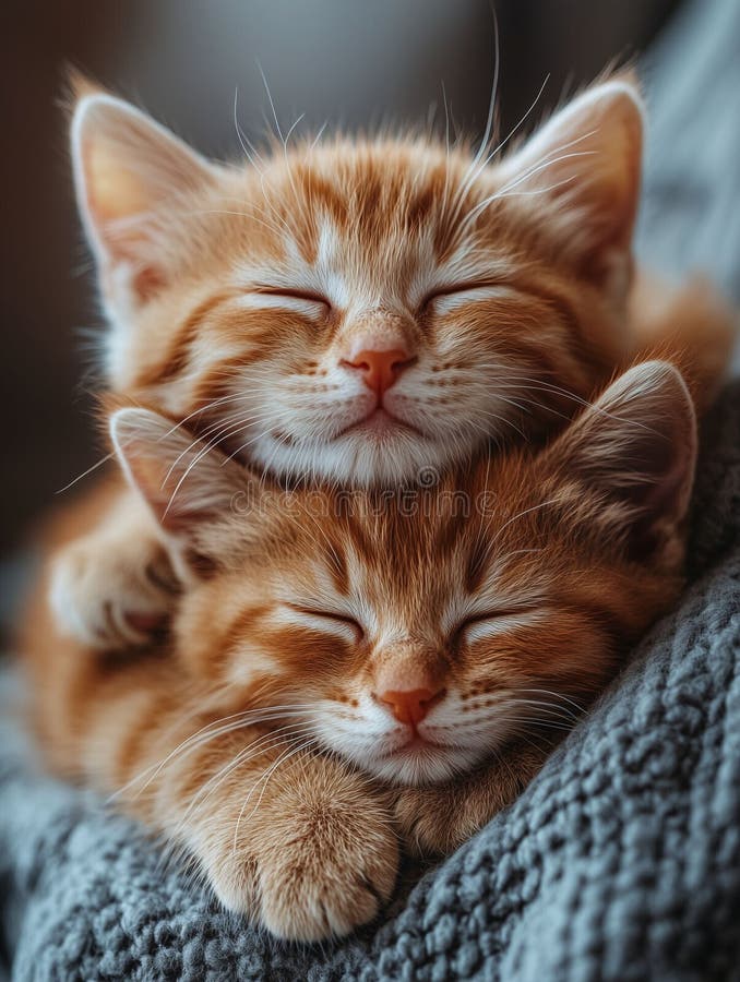 Stacked Kittens in Cozy Setting Stock Illustration - Illustration of ...