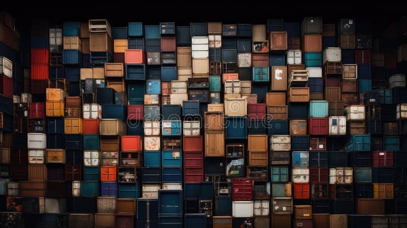 Stacked Large Group of Boxes Stock Illustration - Illustration of large ...