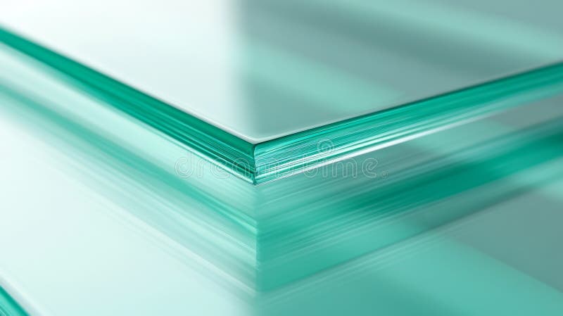 Stacked Layers of Green Glass Showing Texture and Reflection Stock ...