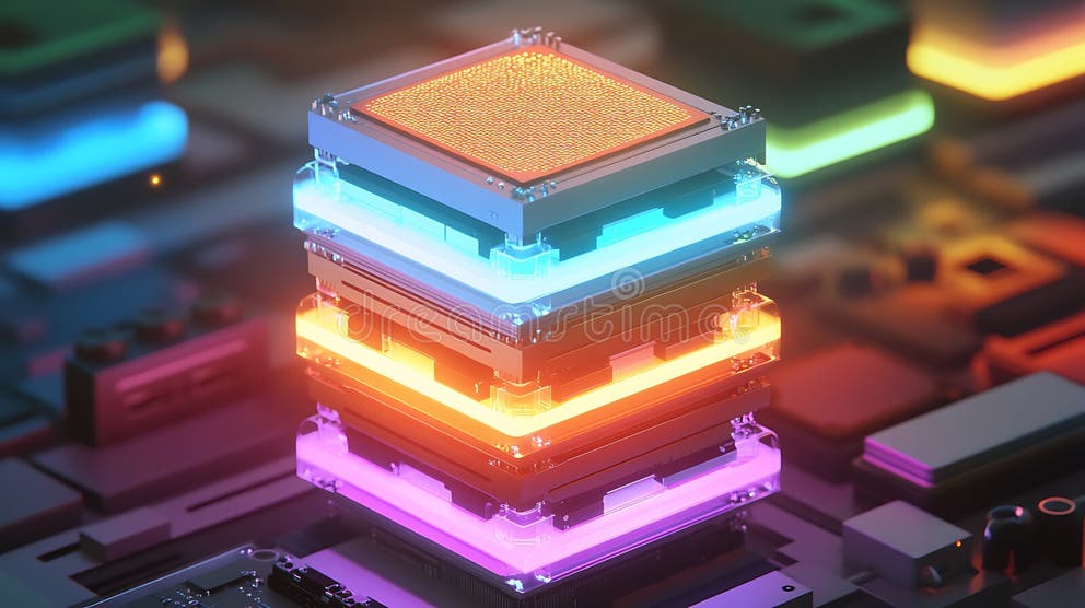 Stacked Layers from Hardware Up To Quantum Software Each Glowing Block ...